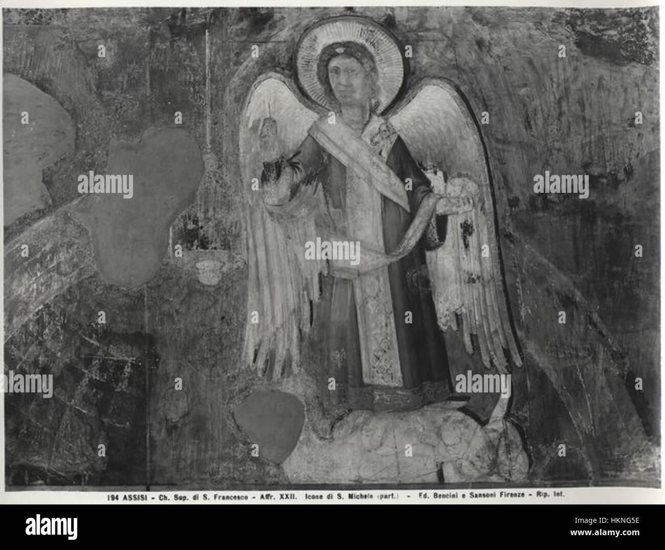 Dieses Kunstwerk, das auf Giottoâ Gemälde „Verifica delle Stimmate“ basiert, zeigt den Moment ...