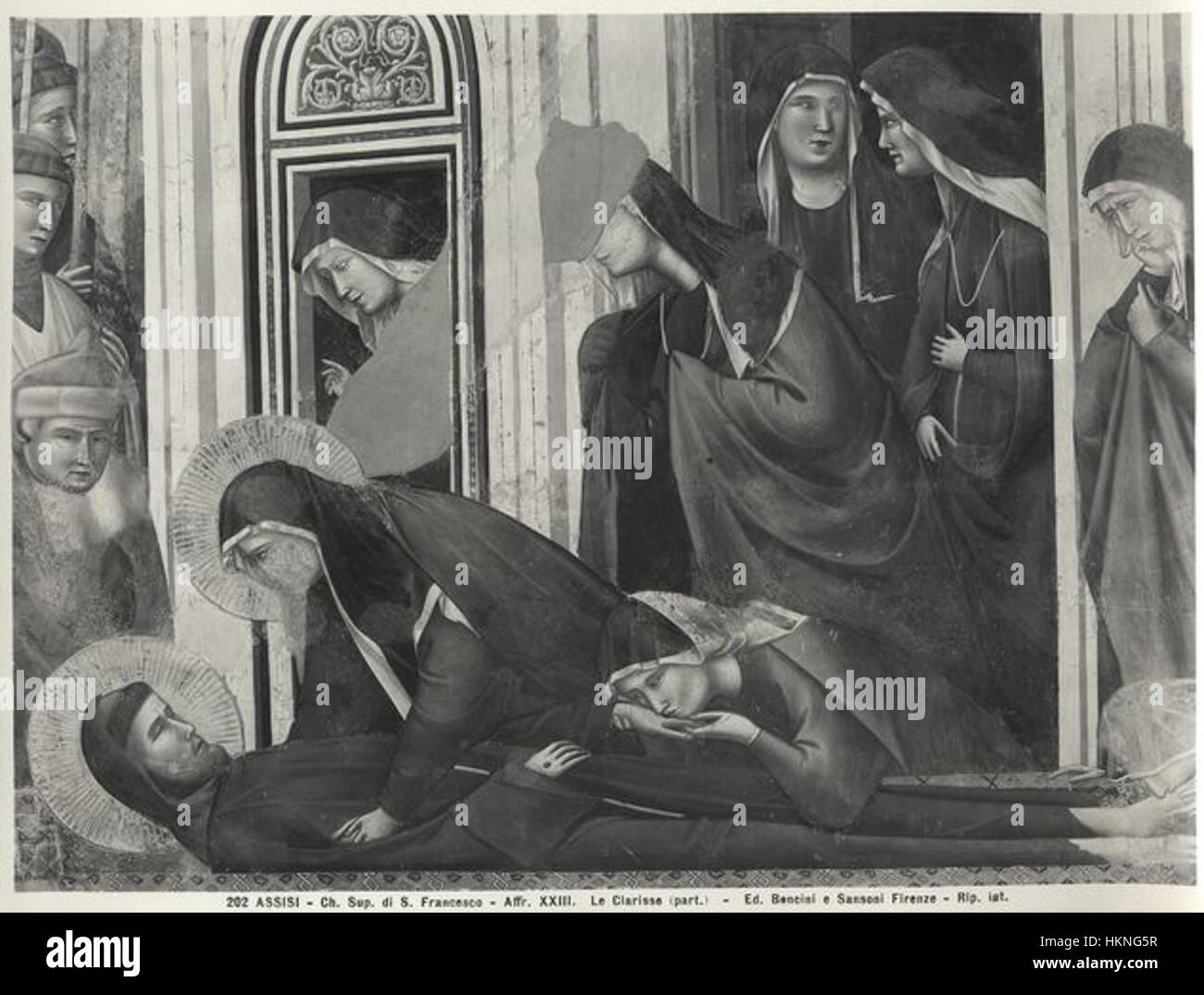 Dieses Werk, das Giotto zugeschrieben wird, mit dem Titel „Pianto di Santa Chiara e delle ...