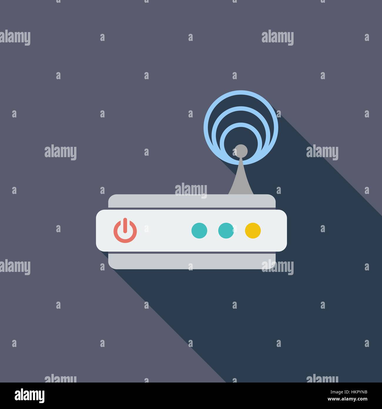 Router-Symbol. Flache Vektor zugehörige Symbol mit langen Schatten für ...