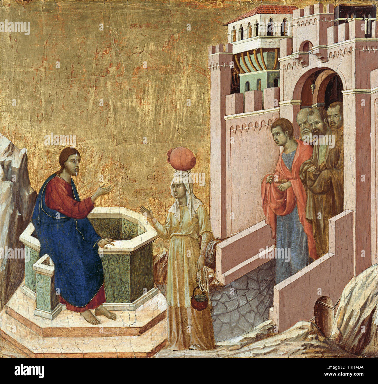 „Christus und die samaritanische Frau“ von Duccio di Buoninsegna ist ein ikonisches Beispiel für ...