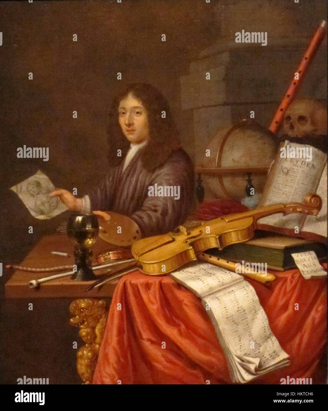 Evert Collier es Selbstbildnis mit Vanitas-Stillleben Stockfotografie ...