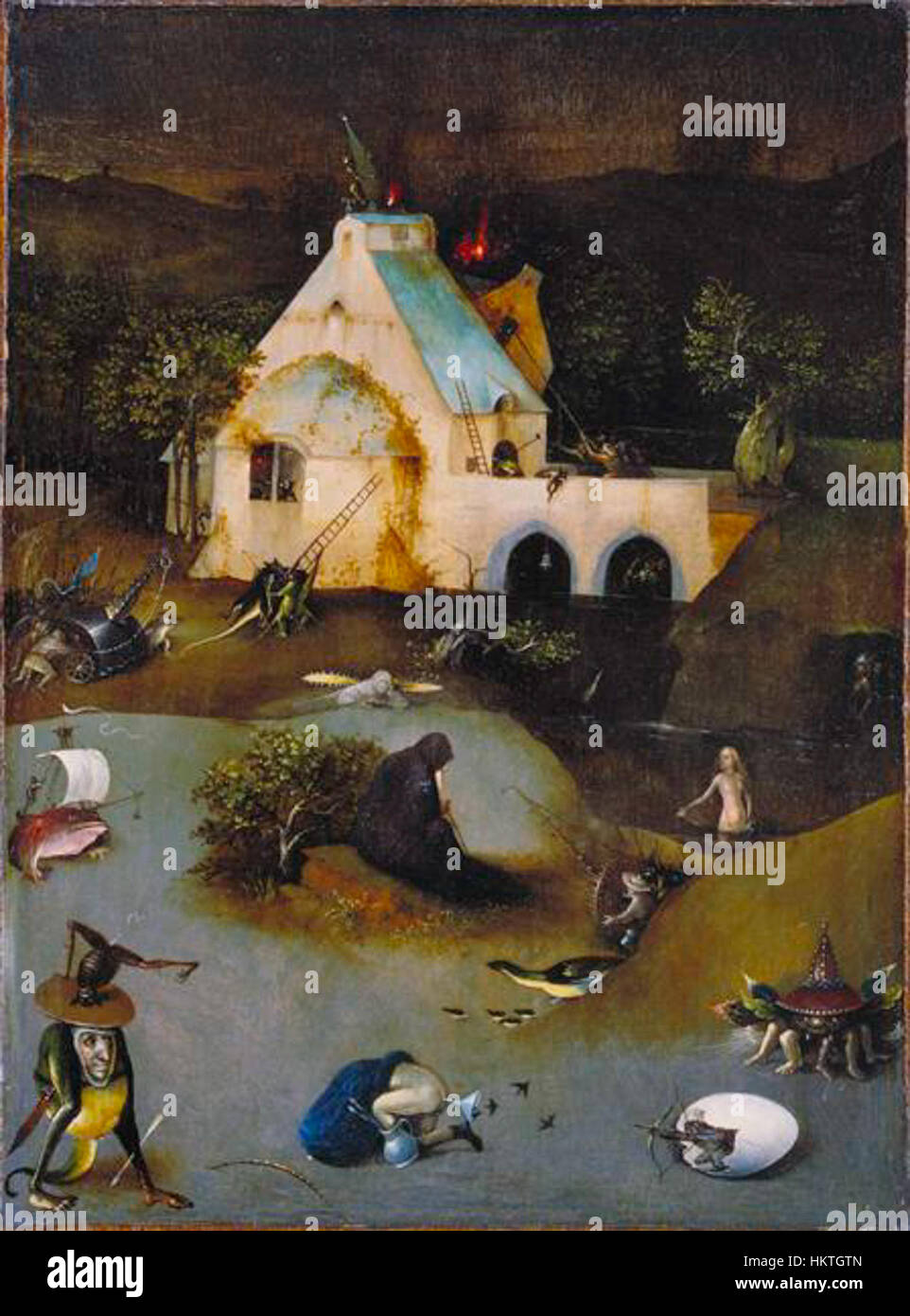 Dieses Gemälde, das einem Anhänger von Jheronimus Bosch zugeschrieben wird, spiegelt den ...