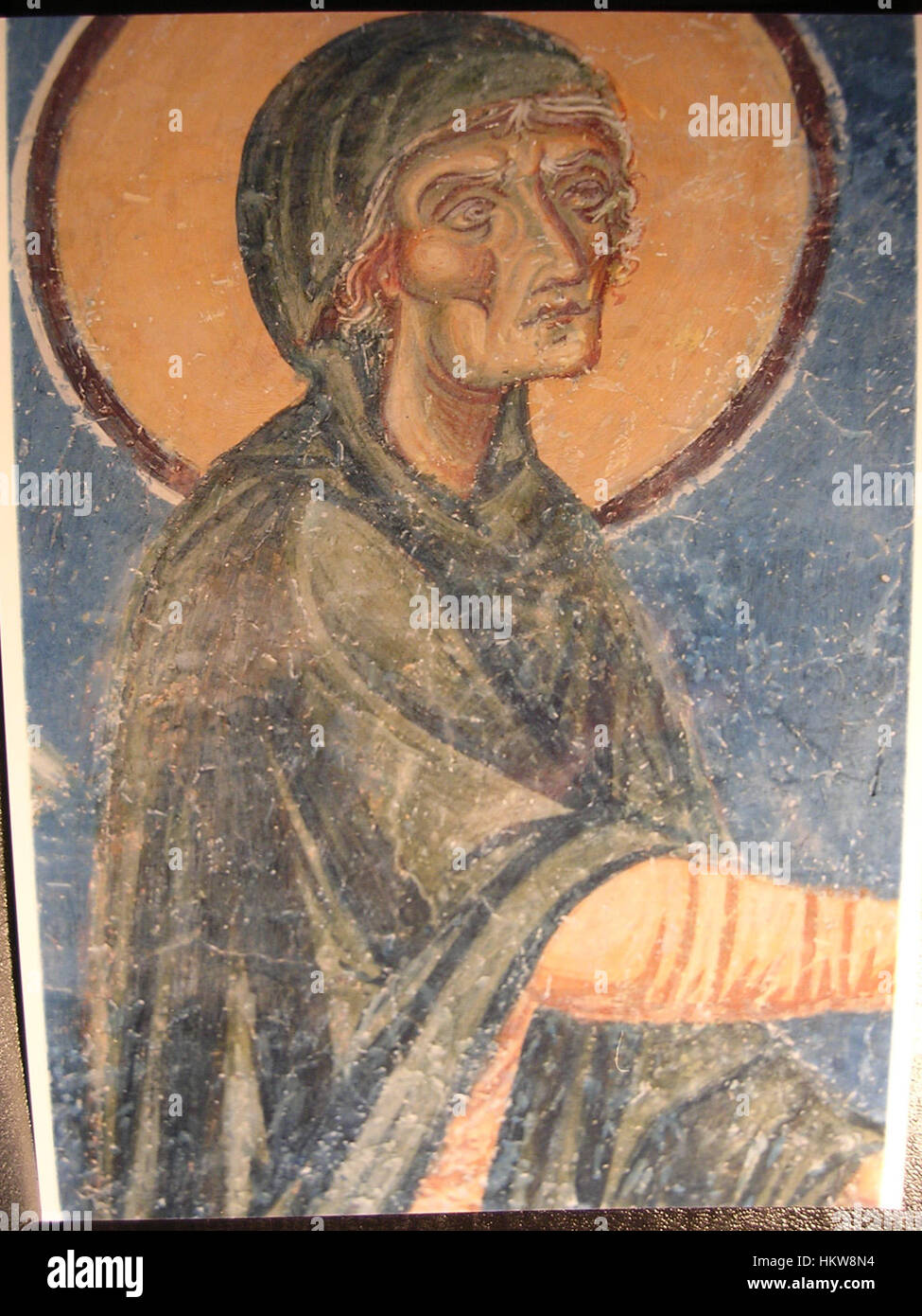 Ein Fresko aus der Kirche St. Pantelejmon in Nerezi, das mittelalterliche religiöse Kunst zeigt ...