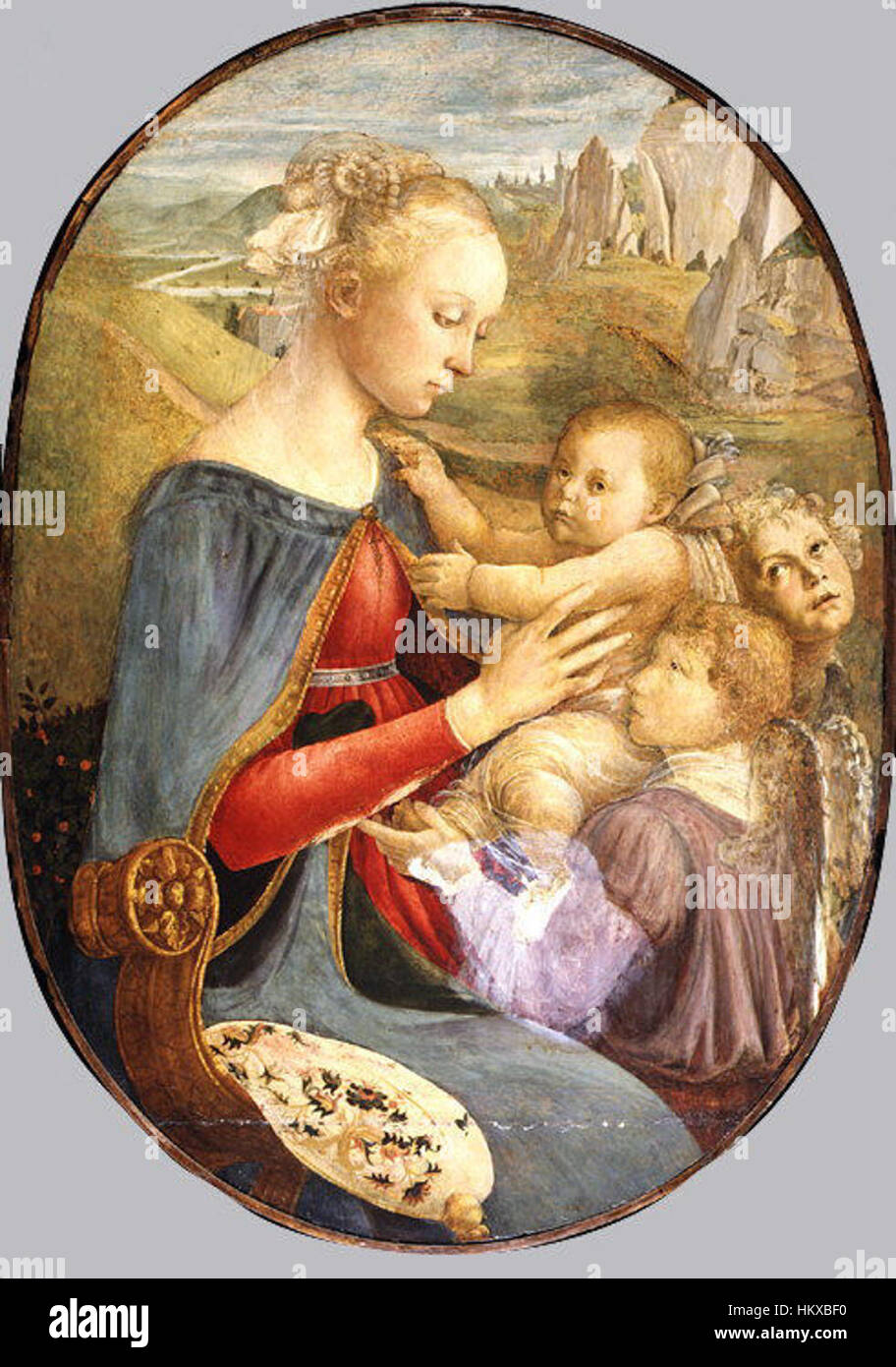 Sandro Botticellis „Madonna und Kind mit zwei Engeln“ ist ein Meisterwerk der Renaissance, das ...