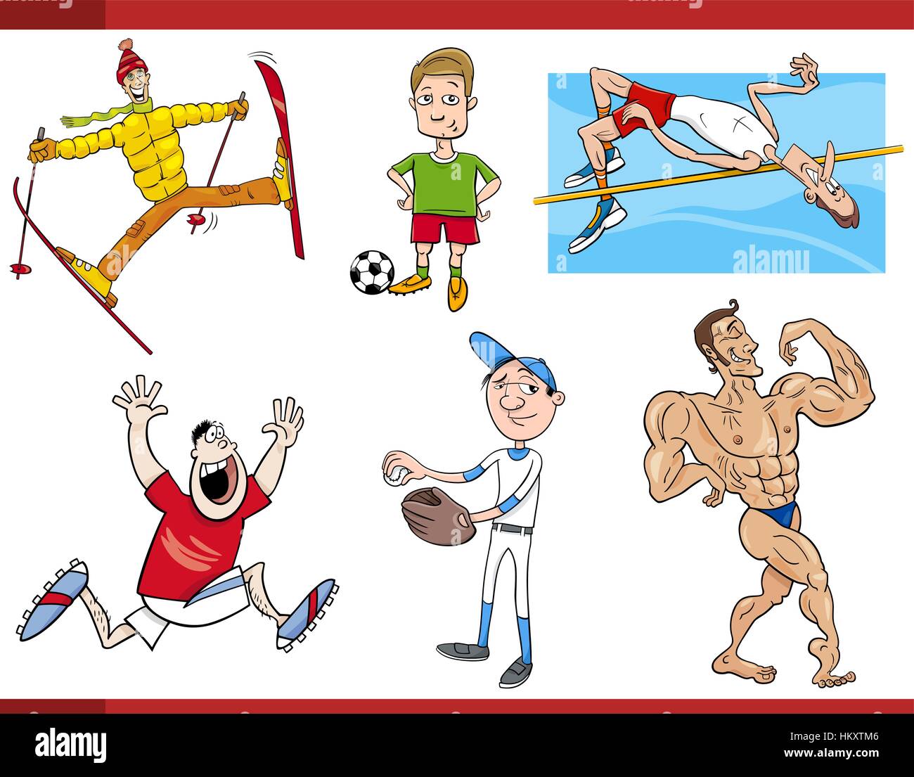 Cartoon Illustration der Sportler Zeichen und sportliche Disziplin ...