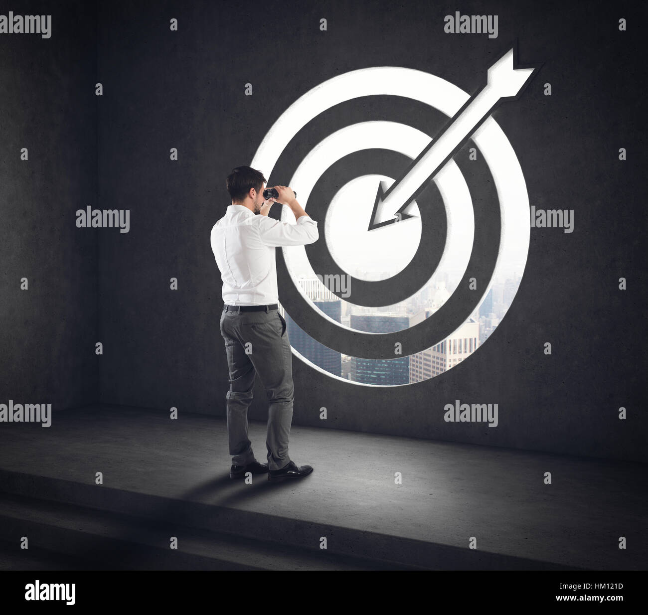 Ein Ziel der Erfolg erreichen. Erfolgreiche Unternehmer Vision. 3D ...