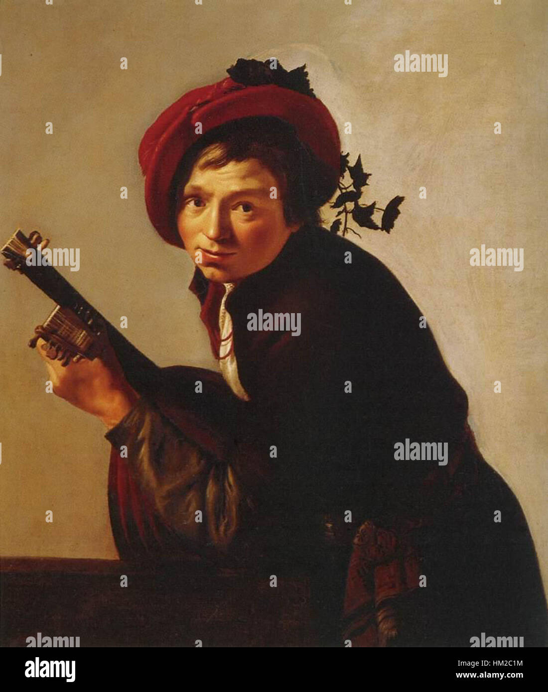 Dieses Ölgemälde von Jan van Bijlert mit dem Titel „junger Mann, der die Laute spielt“ fängt den ...