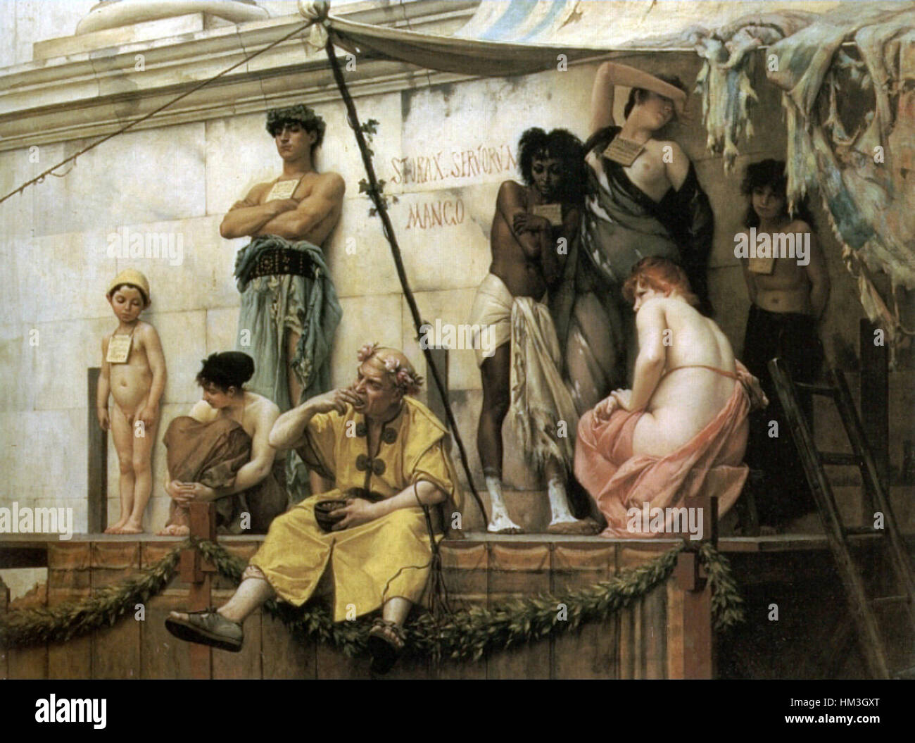 „The Slave Market“ von Gustave Clarence Rudolphe Boulanger zeigt eine detaillierte Szene eines ...