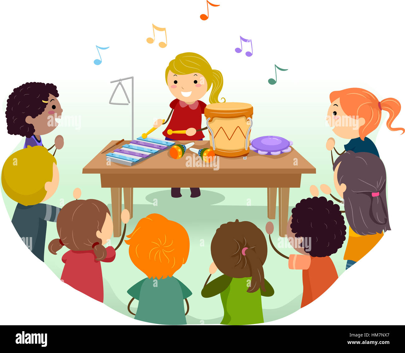 Stickman Illustration von Kindern spielen Musikinstrumente in der ...