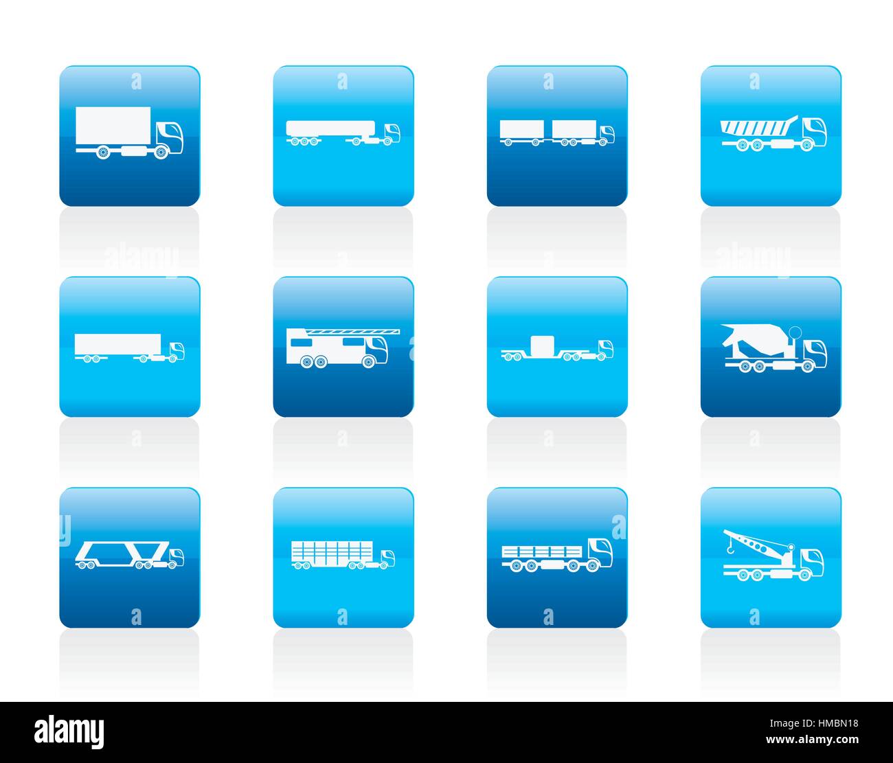 verschiedene Arten von LKW und LKW-Symbole Stock-Vektorgrafik - Alamy