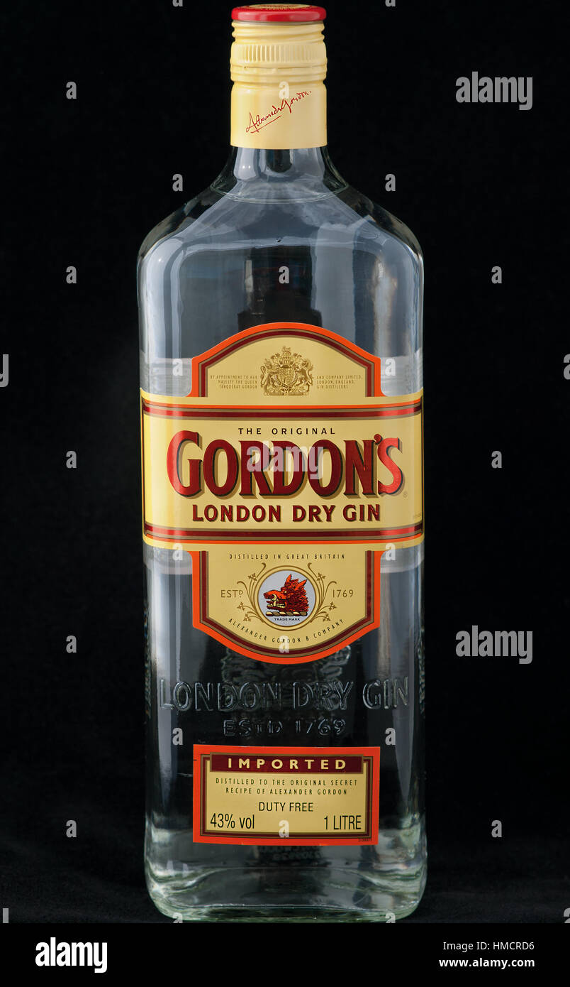 Kiew, UKRAINE - 5. Juni 2011: Special London Dry Gin Flasche vor ...