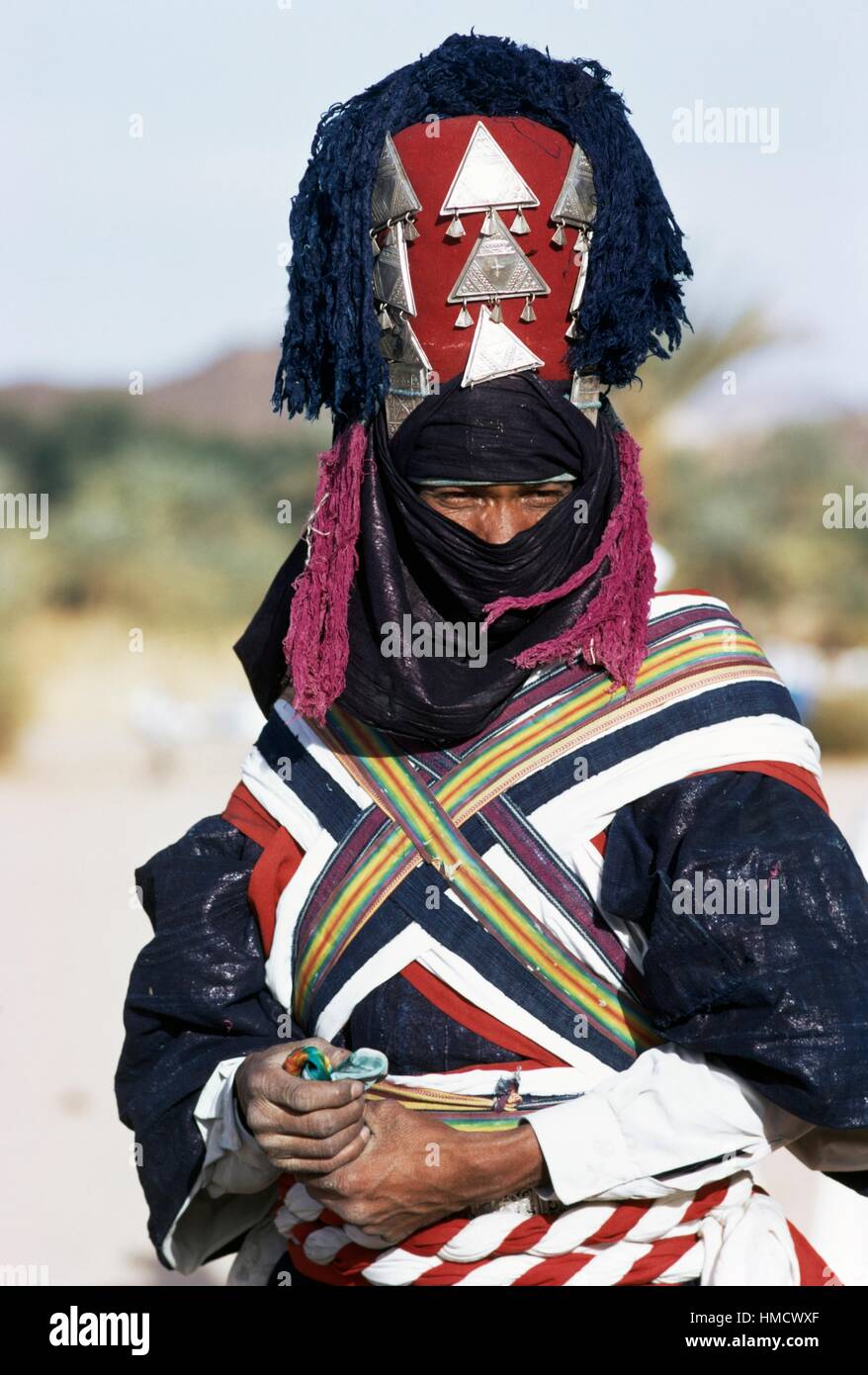 Ein Tuareg-Mann während des Sbiba Festivals, Djanet, Tassili n ' Ajjer ...