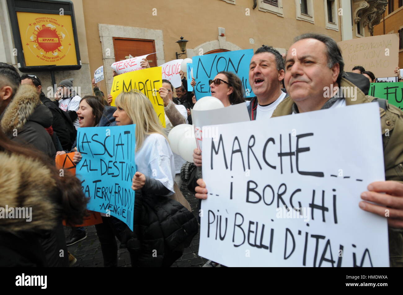 Rom, Italien. 2. Februar 2017. Protest gegen die Opfer des Erdbebens ...