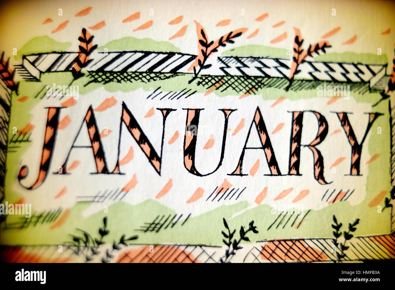 Der Monat Januar Zeichnung Stockfotos und -bilder Kaufen - Alamy