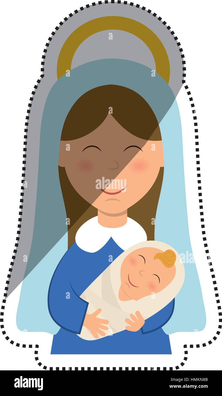 Heilige Jungfrau Maria Cartoon Ikone Vektor Illustration Grafik-design ...