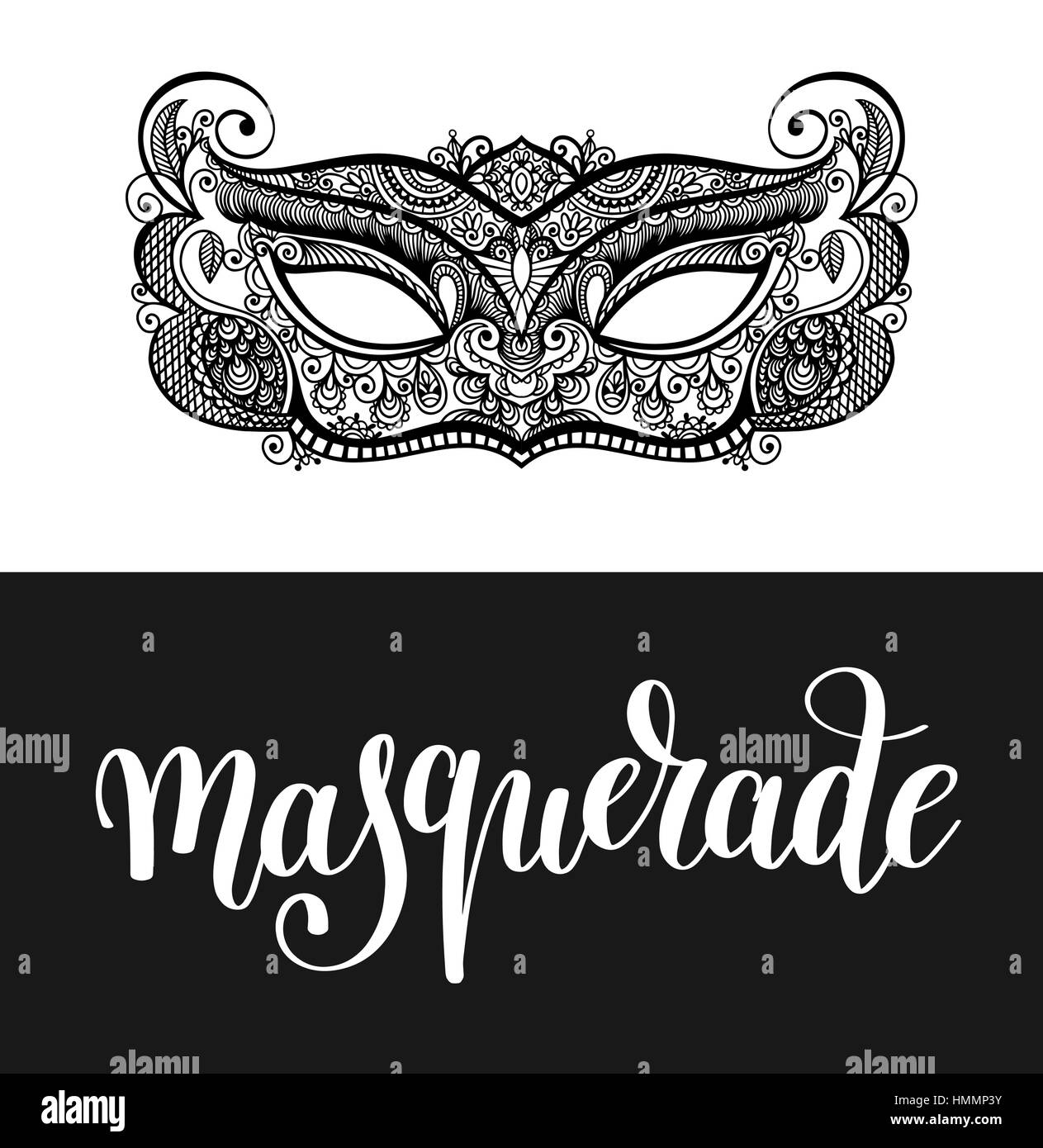 Masquerade Lettering Logo Design Mask Stockfotos und -bilder Kaufen - Alamy