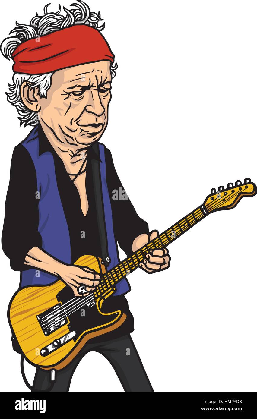 Keith Richards von den Rolling Stones Cartoon Karikatur Portrait ...