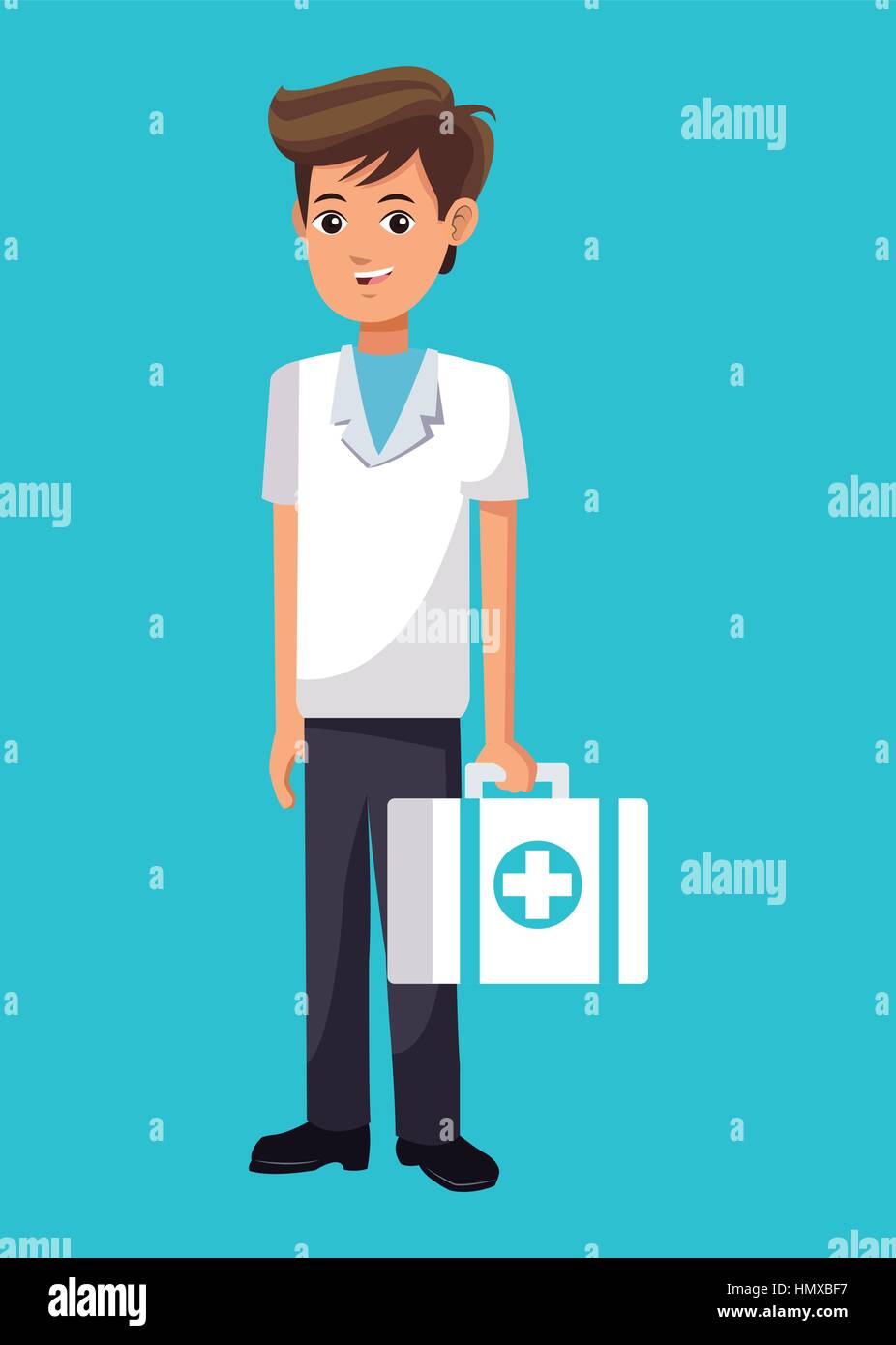 Cartoon junge Ärztin mit erste-Hilfe-kit Stock-Vektorgrafik - Alamy