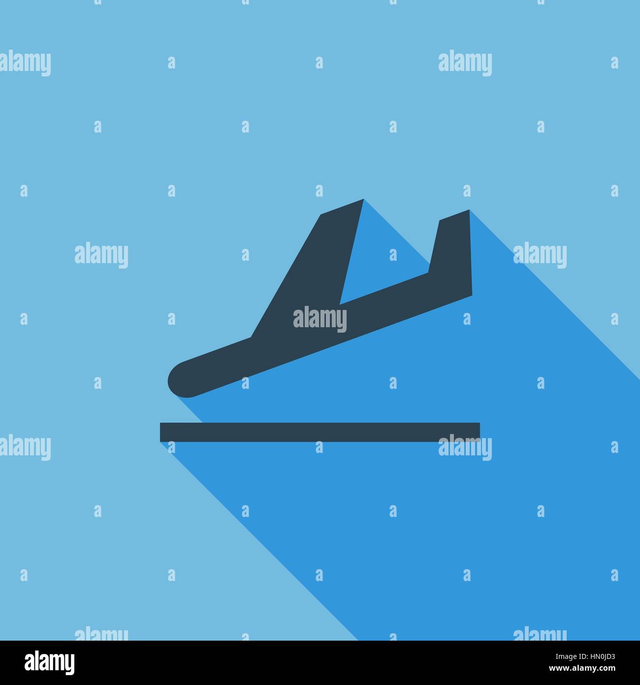 Abreise-Symbol. Flache Vektor zugehörige Symbol mit langen Schatten für ...