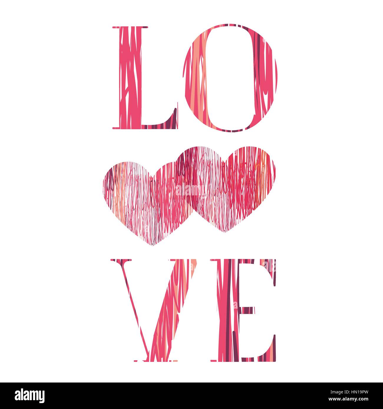 Liebe Zeichen Hintergrund. Happy Valentines Day Liebeskarte. Bleistift ...