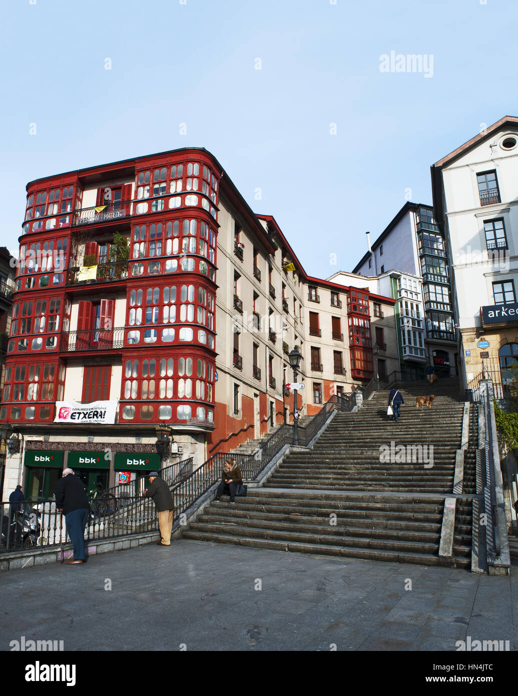 Bilbao: Blick auf Calzadas de Mallona, die Treppe gebaut im Jahre 1745 ...