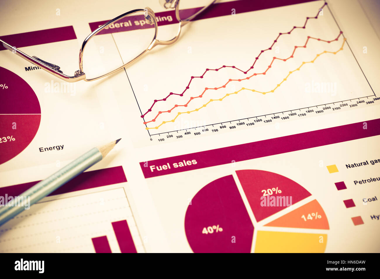Diagramme und Grafiken des Umsatzes als Symbol des erfolgreichen ...