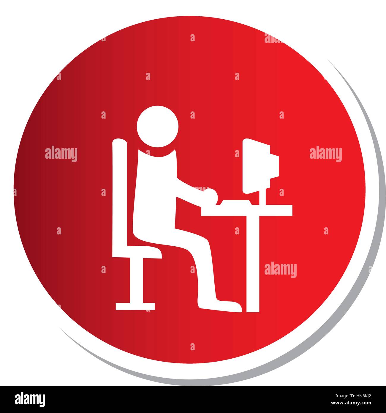 Farbe runden Rahmen mit Piktogramm Mann mit Computer-Vektor ...