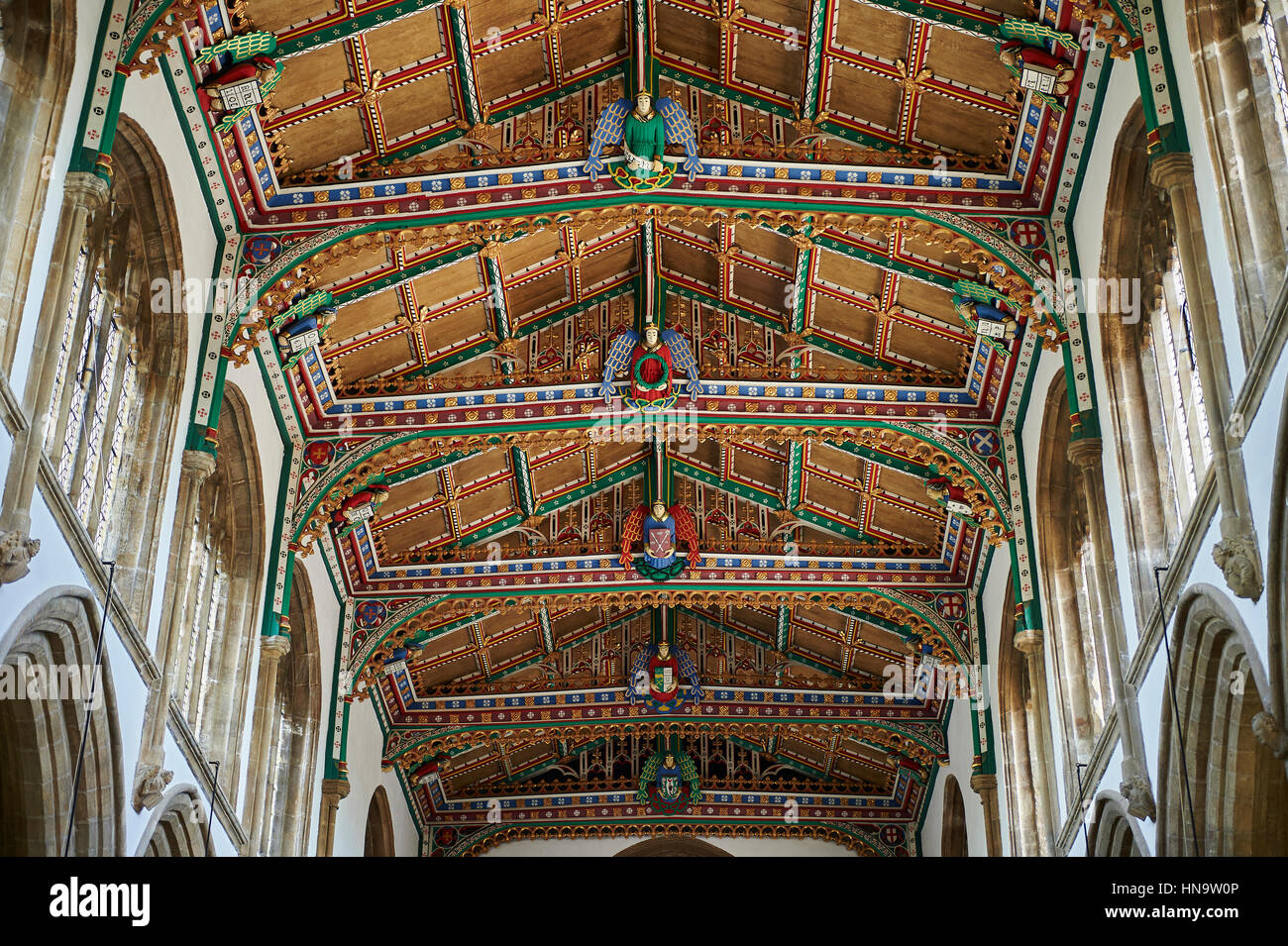 15. Jahrhundert gotische Holz gemalte Engel Dach, restauriert im Jahre ...