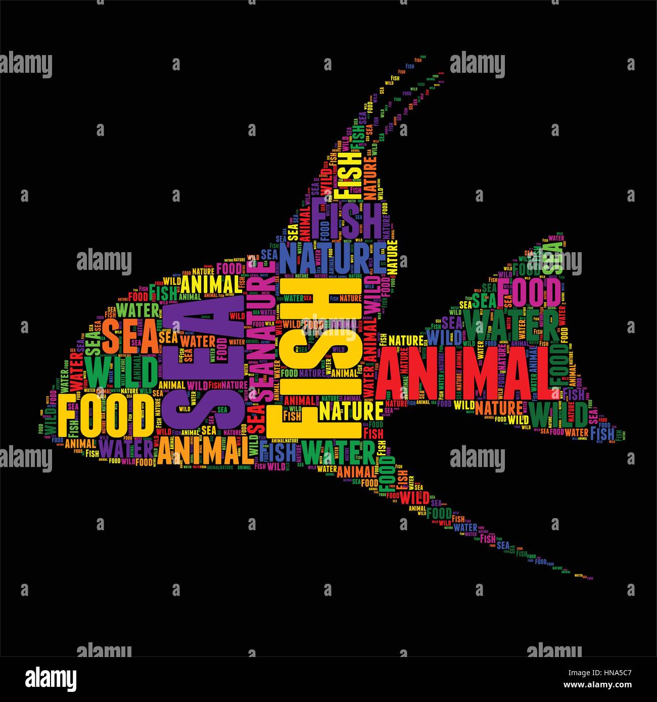 Fisch-Typografie-Word cloud bunten Vektor-illustration Stock ...