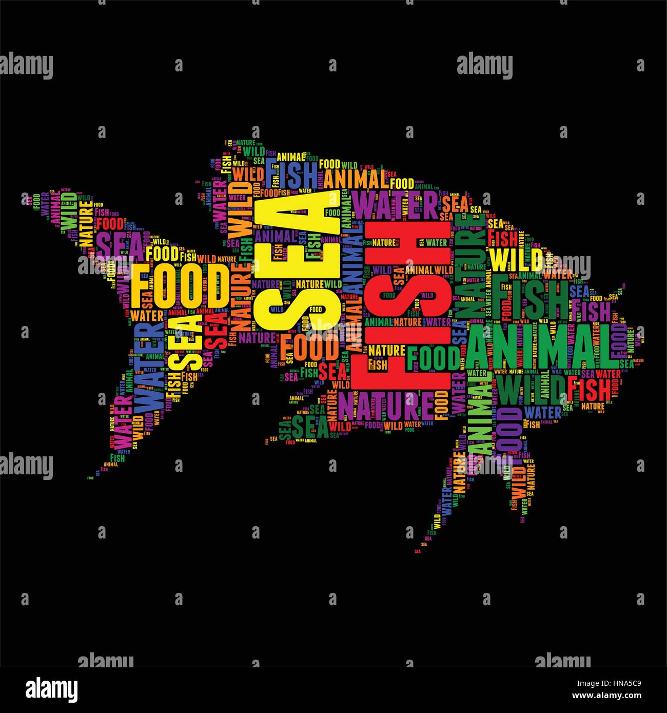 Fisch-Typografie-Word cloud bunten Vektor-illustration Stock ...