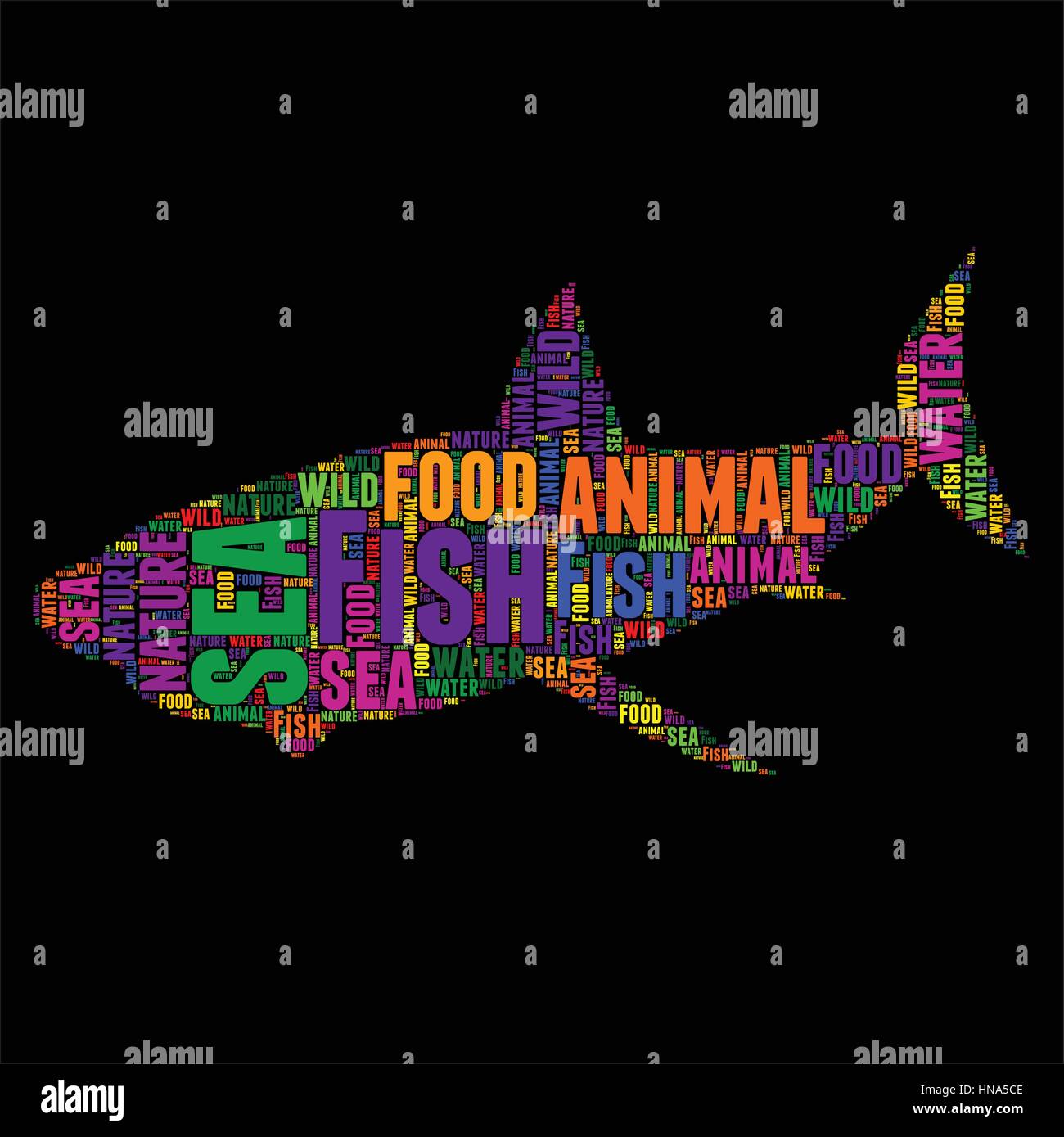 Fisch-Typografie-Word cloud bunten Vektor-illustration Stock ...