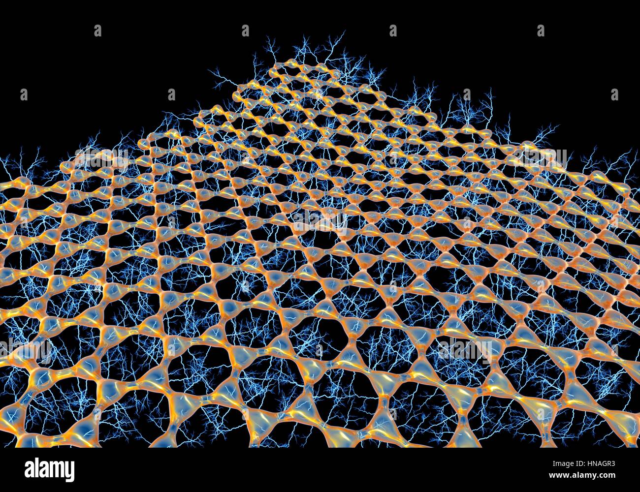 Graphene Blatt. Abbildung der molekularen Struktur von Graphen, eine ...