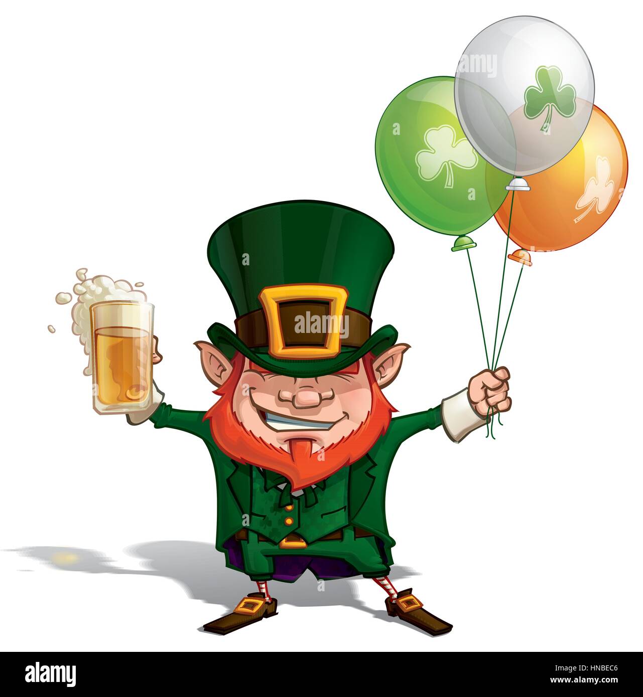 Vector Cartoon Illustration von St. Patrick Jubel mit ein Pint Bier ...