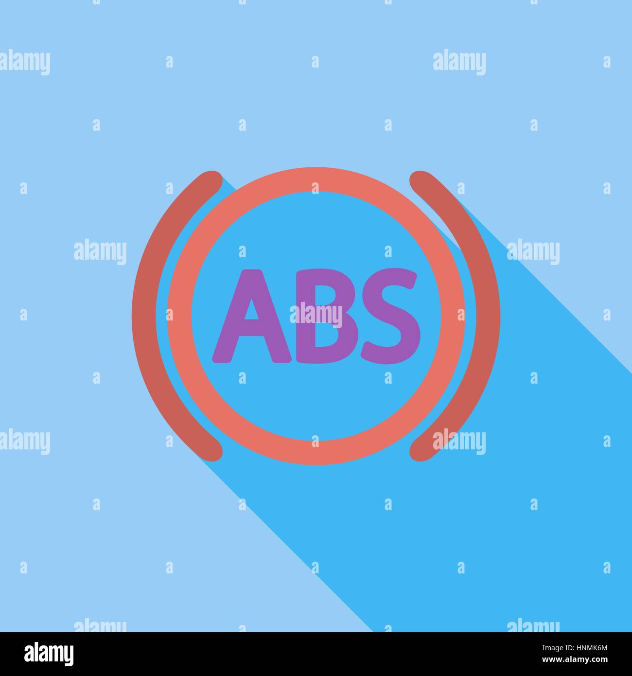 ABS-Symbol. Flache Vektor zugehörige Symbol mit langen Schatten für Web ...