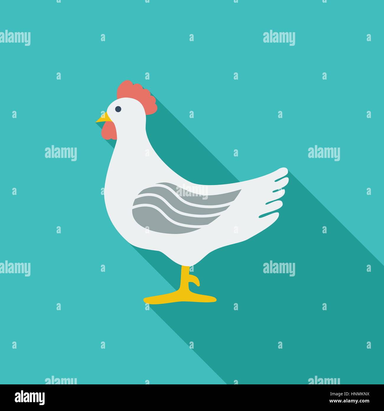 Huhn-Symbol. Flache Vektor zugehörige Symbol mit langen Schatten für ...