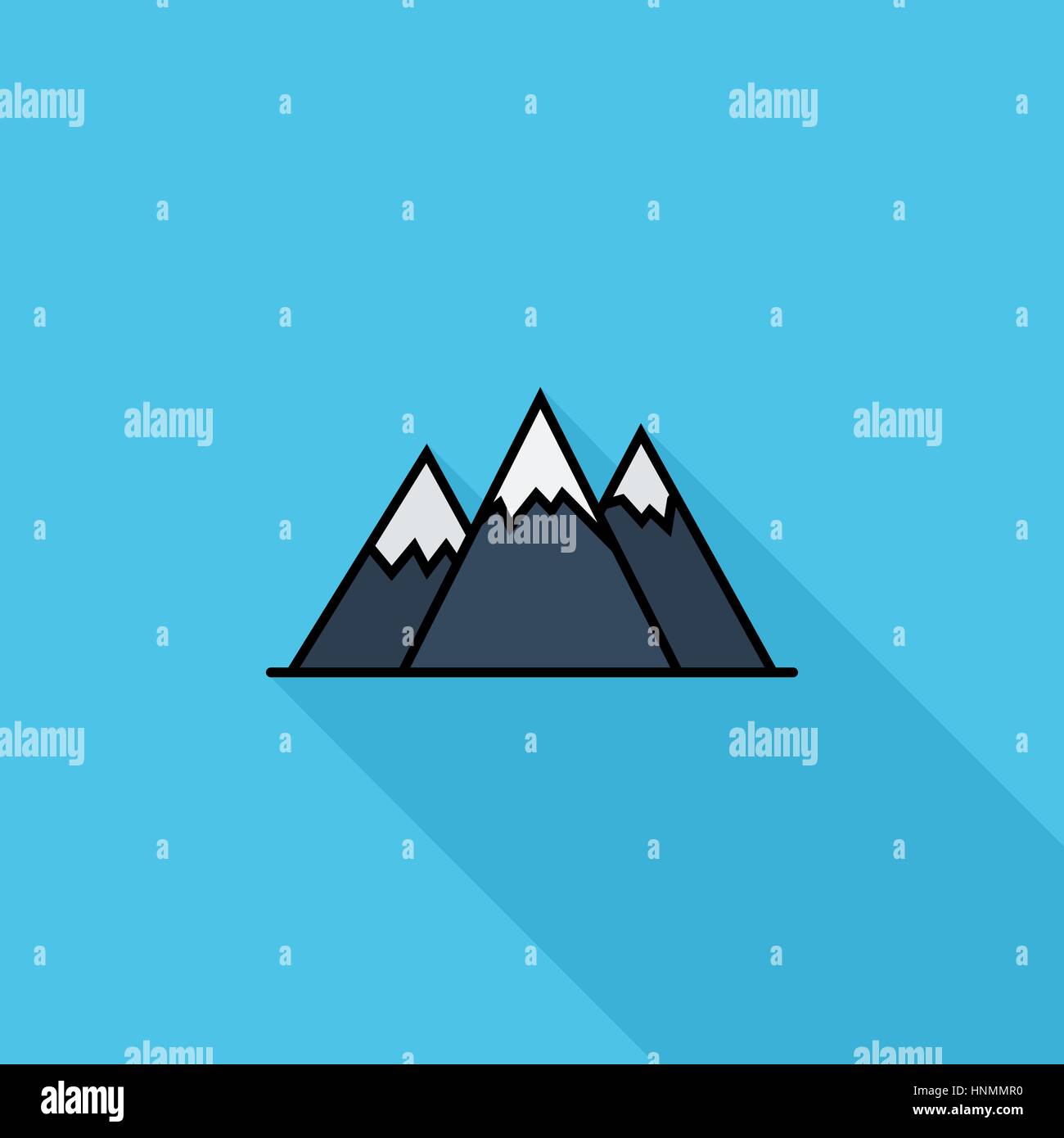 Berg-Symbol. Flache Vektor zugehörige Symbol mit langen Schatten für ...