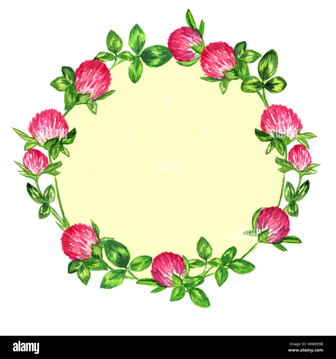 Runde Rahmen (Kranz) von blühenden Klee, das Design für eine Karte ...