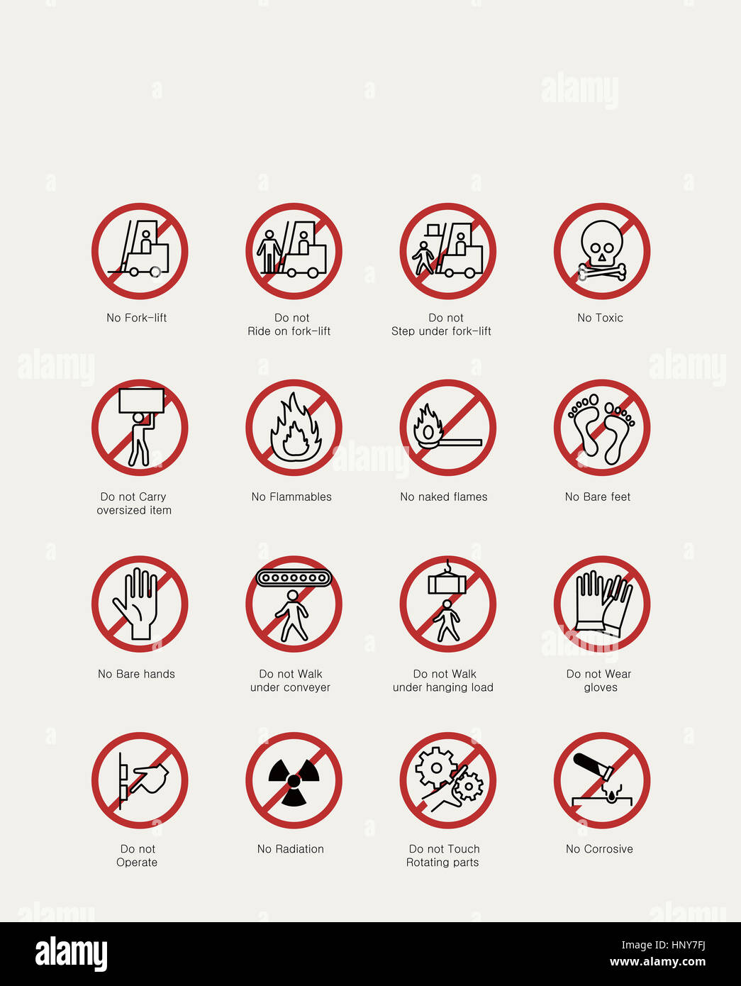 Verschiedene Linie Symbole des Verbots Stockfotografie - Alamy