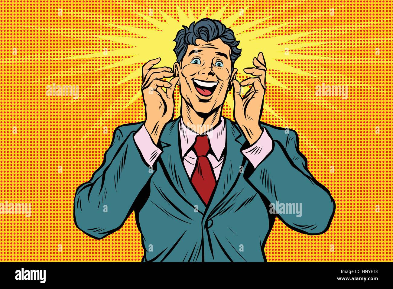 glücklicher Mensch. Vintage Pop-Art-Retro-Comic-Buch-Vektor ...