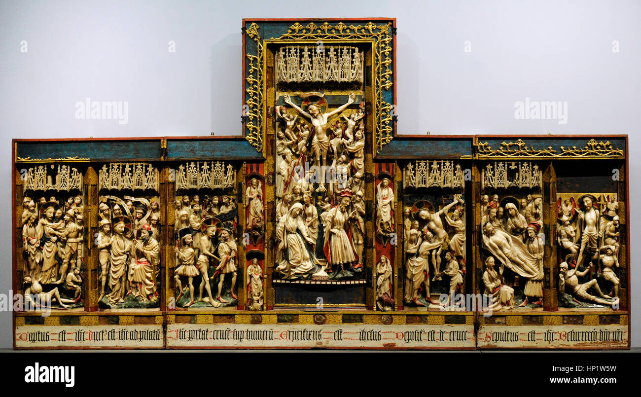 Englische Künstler. Herstellung von Nottingham. Triptychon von Leidenschaft, ca.1350-1400 ...