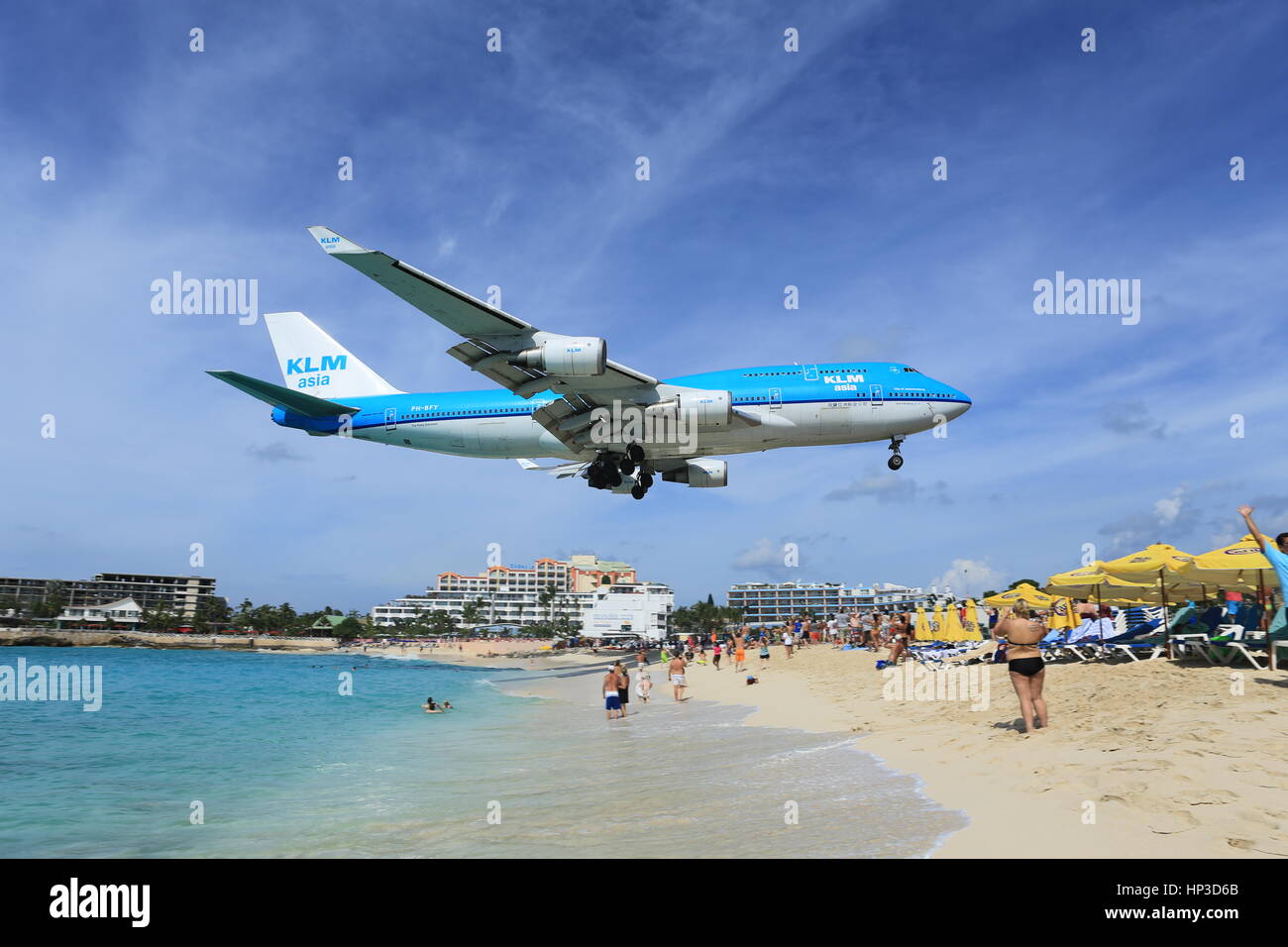 Ein KLM-Boeing-747 Landung auf der berühmten Princess Juliana ...