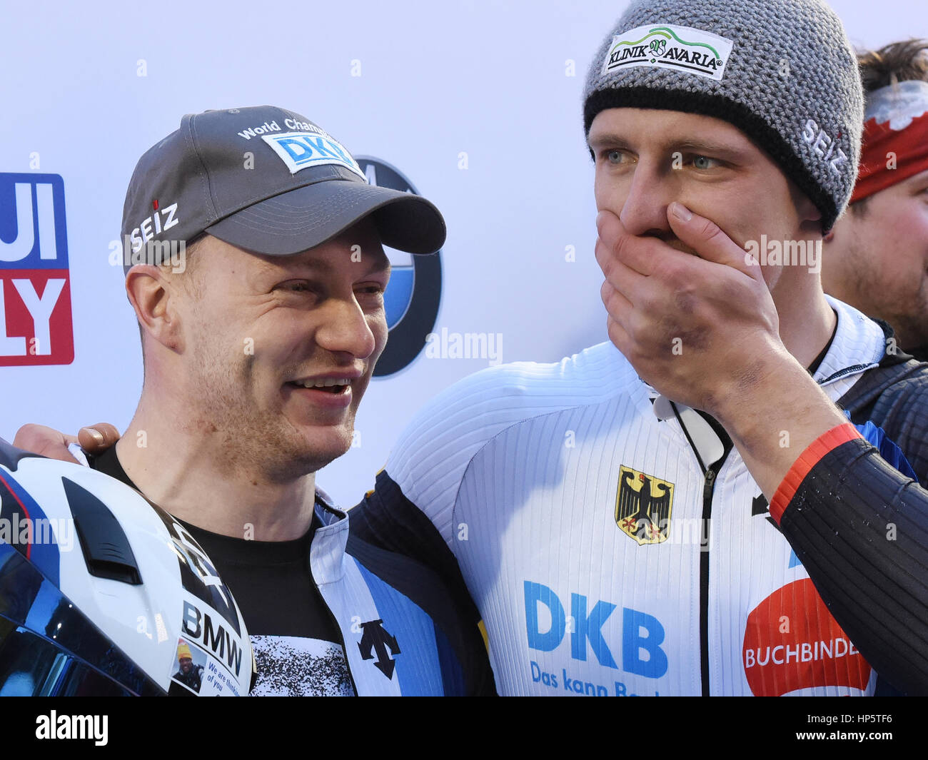 Bobsport Francesco Friedrich und Thorsten Margis aus Deutschland feiern ...