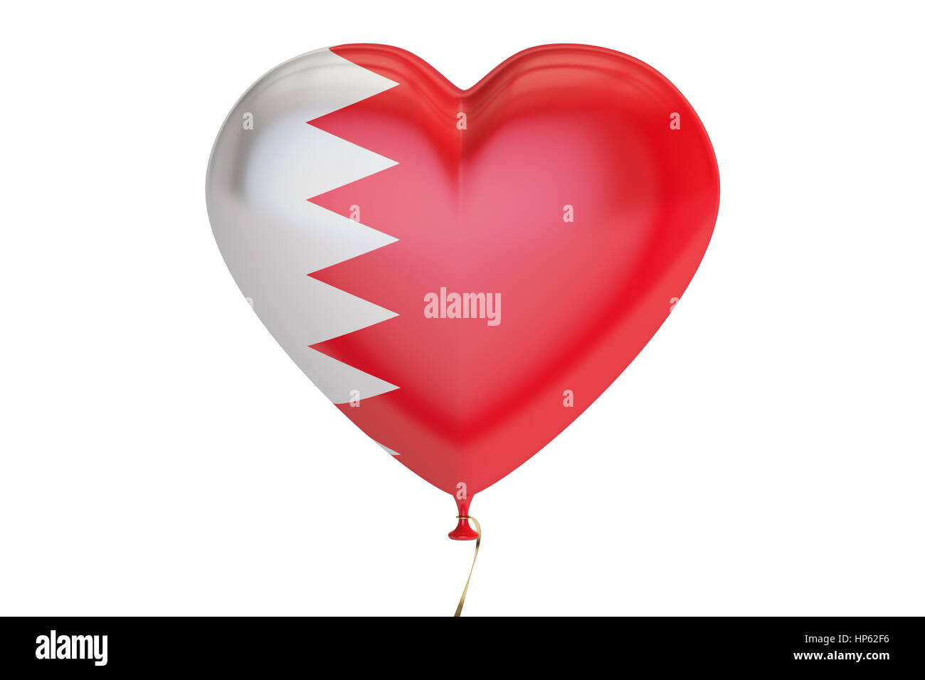 Ballon mit Bahrain Fahne in der Form von Herzen, 3D-Rendering ...