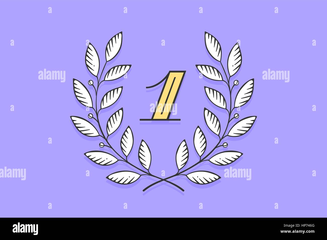 Lorbeer-Kranz-Symbol mit der Nummer eins Stock-Vektorgrafik - Alamy