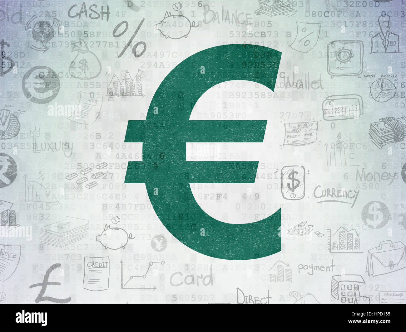 Banking-Konzept: auf digitale Daten Papierhintergrund grünes Euro ...