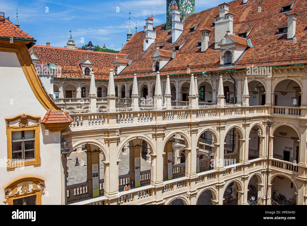 Innenhof des Landhaus, Landhausshof, Graz, Österreich Stockfotografie ...