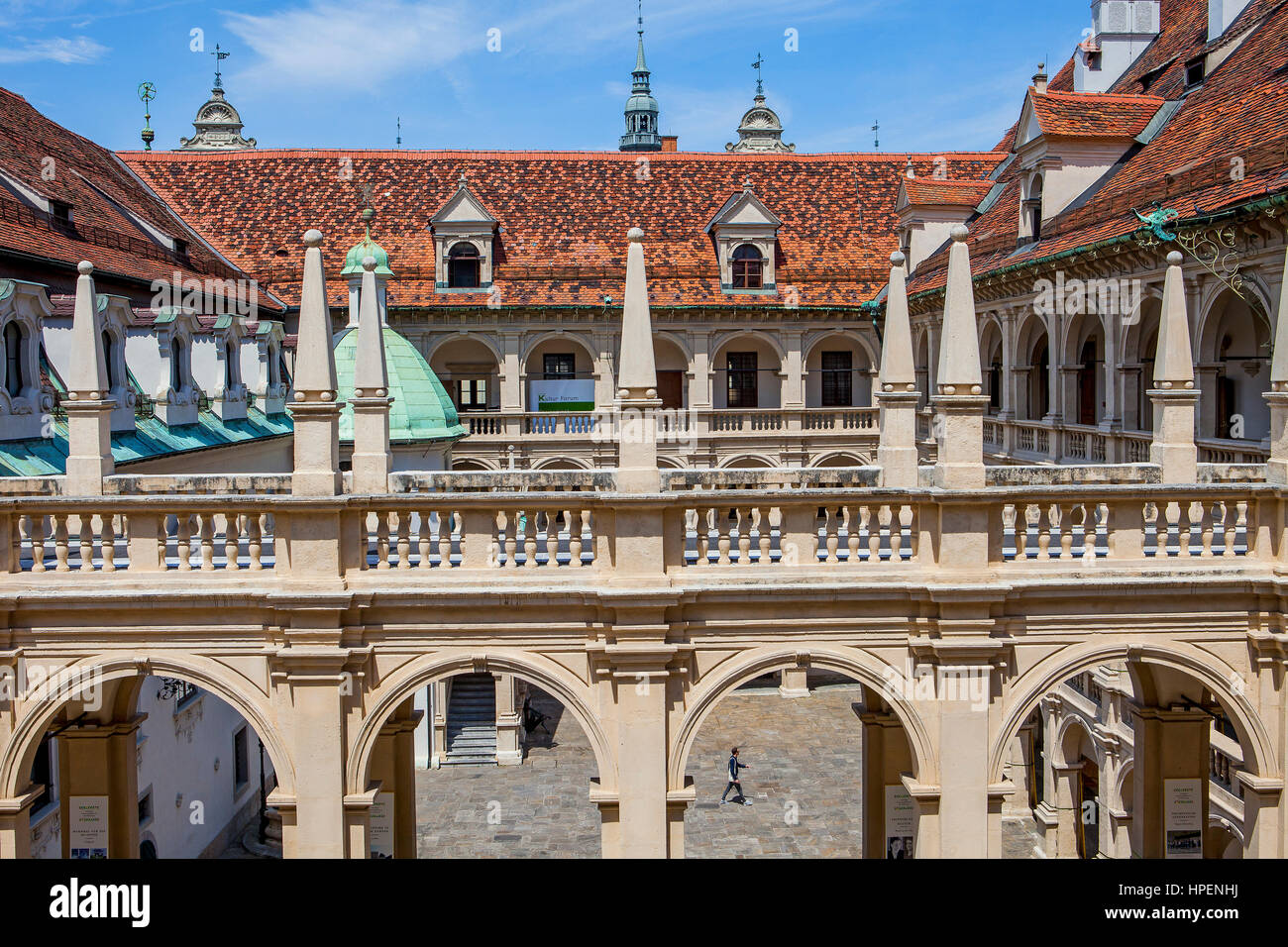 Innenhof des Landhaus, Landhausshof, Graz, Österreich Stockfotografie ...