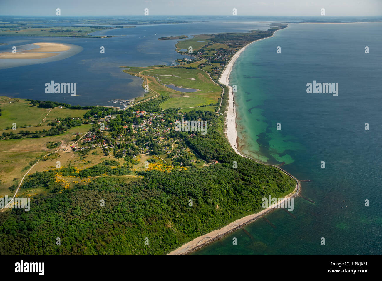 Bucht und Hafen von Vitte, Strand, Strand, Kloster, Insel Hiddensee ...