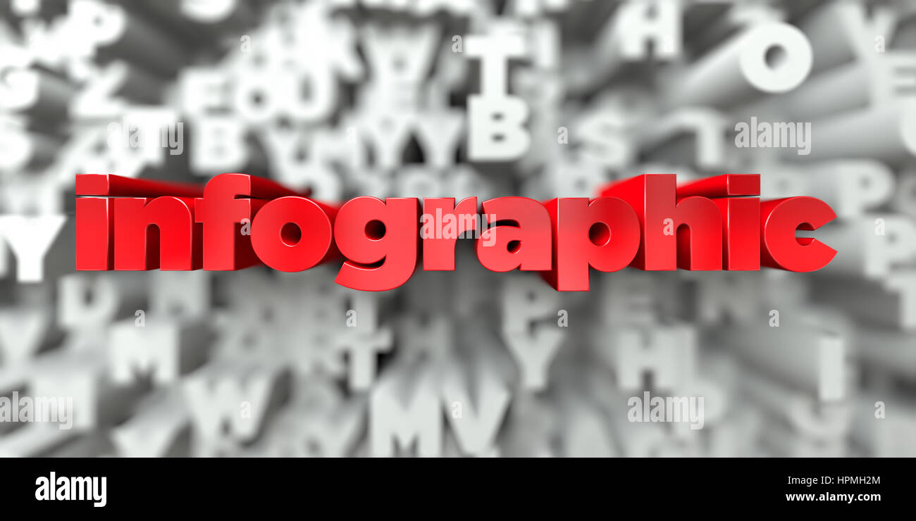 Infografik - roter Text auf Typografie Hintergrund - 3D gerenderten ...
