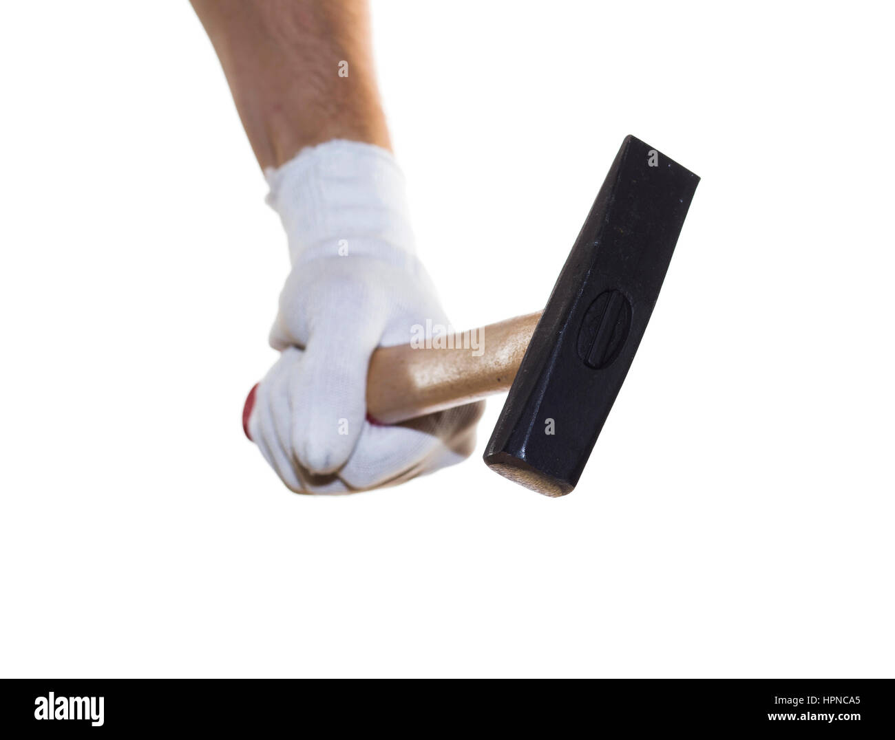 White isolated hand holding hammer -Fotos und -Bildmaterial in hoher ...